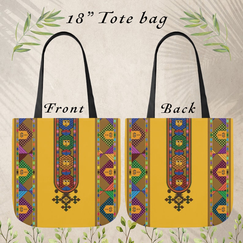 Ethiopian Queen of Sheba Tote Bag - Yellow | Saba Design Polyester ...