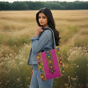 Ethiopian Queen of Sheba Tote Bag - Pink | Saba Design Polyester Canvas ...