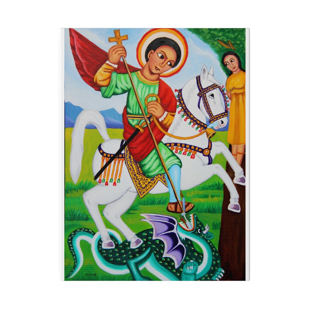 St. George Ethiopian Christian Art Print on Canvas K. Haile Maskel ...