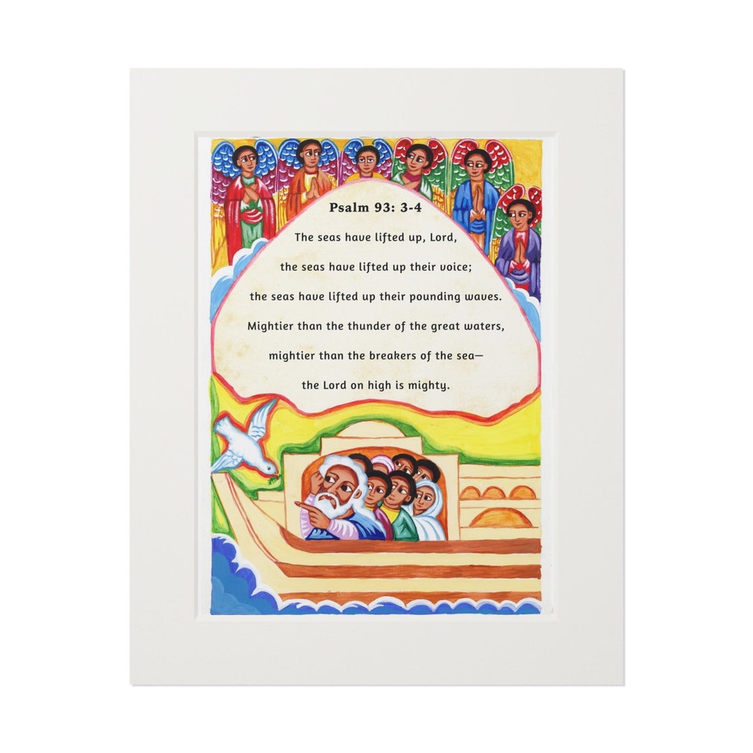 Noah's Ark Art Print - Psalm 93:3-4 - Divine Protection - Christian ...