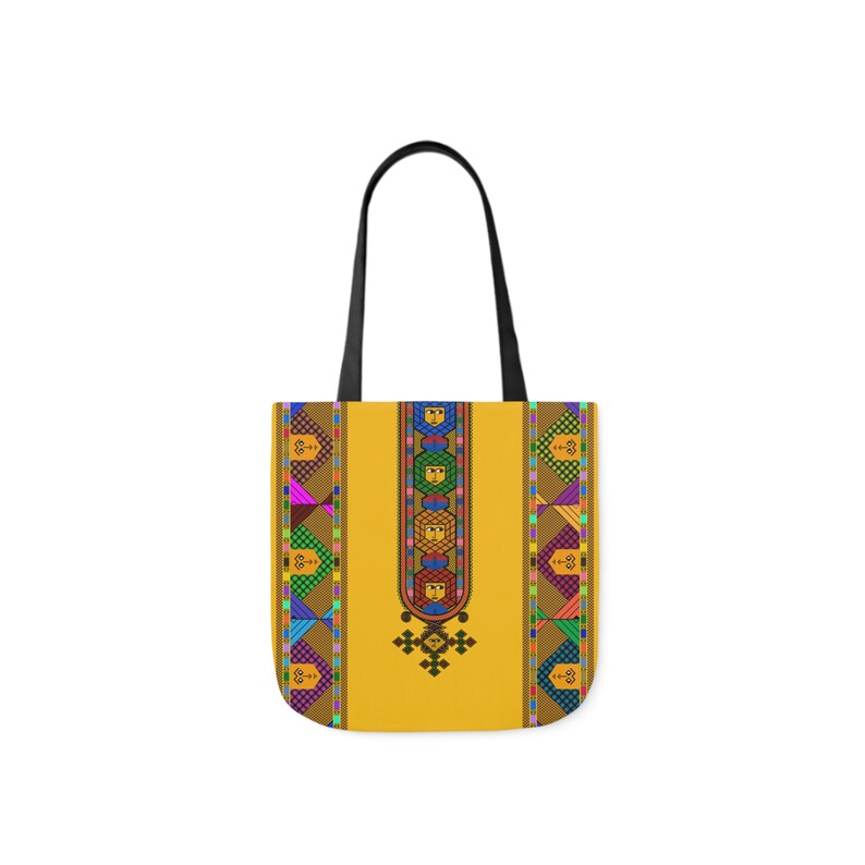 Ethiopian Queen of Sheba Tote Bag Yellow Saba Design Polyester Canvas ...