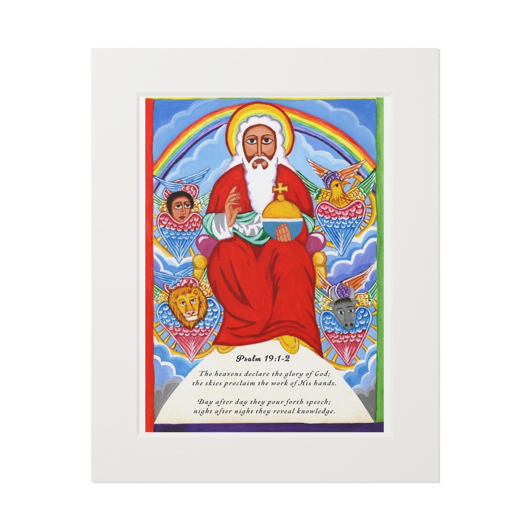 Divine Tetramorph Christian Art Print - Bible Verse Psalm 19:1-2, Glory ...