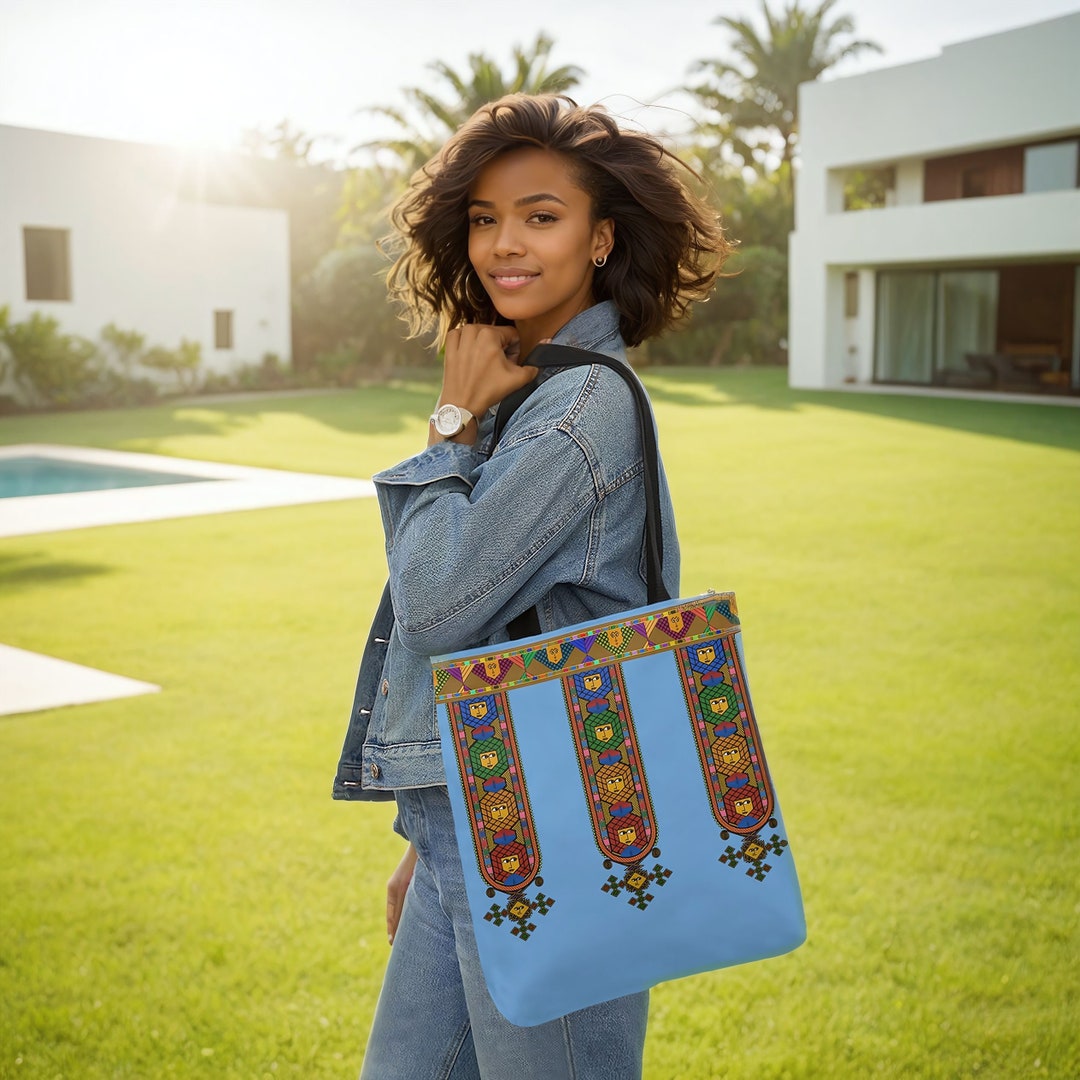 Queen of Sheba Tote Bag Light Blue Saba Tilet Tigray Art Design ...
