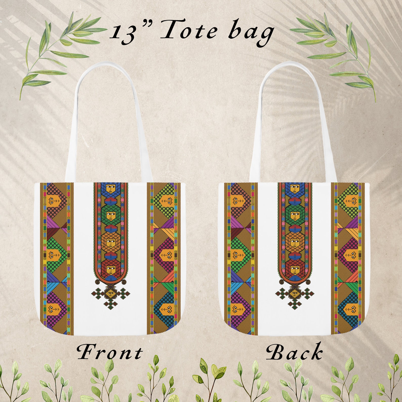 Ethiopian Queen of Sheba Tote Bag | Saba Design Polyester Canvas ...