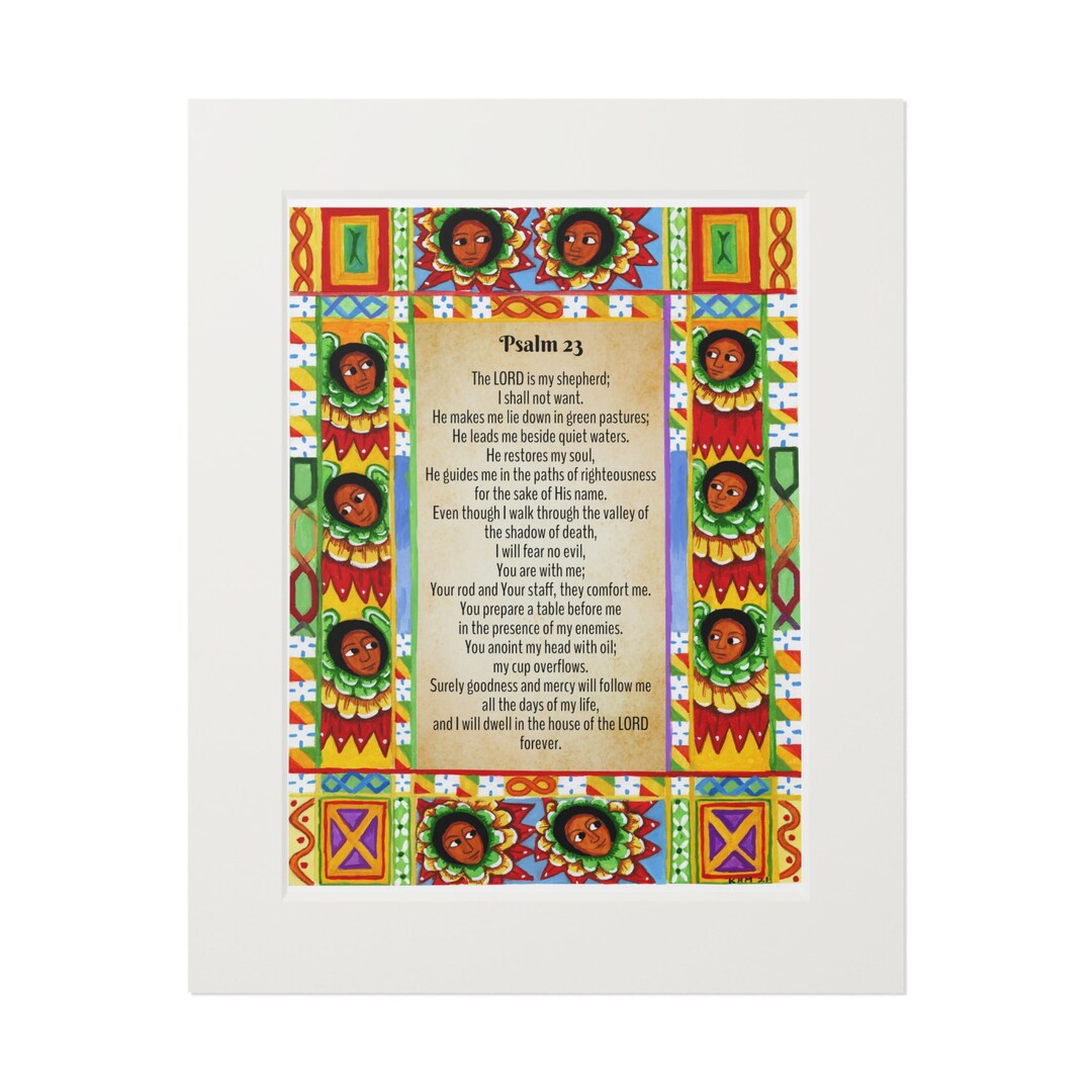 Sacred Psalm 23 Watercolor Print Ethiopian Angels Fine Art on 175gsm ...