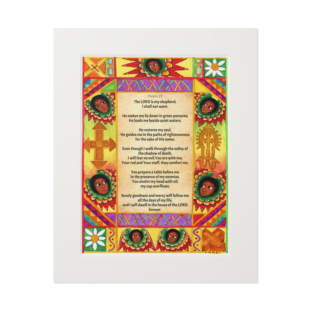 Psalm 23 Watercolor Art Print: Ethiopian Heritage, Angels & Crosses - Etsy