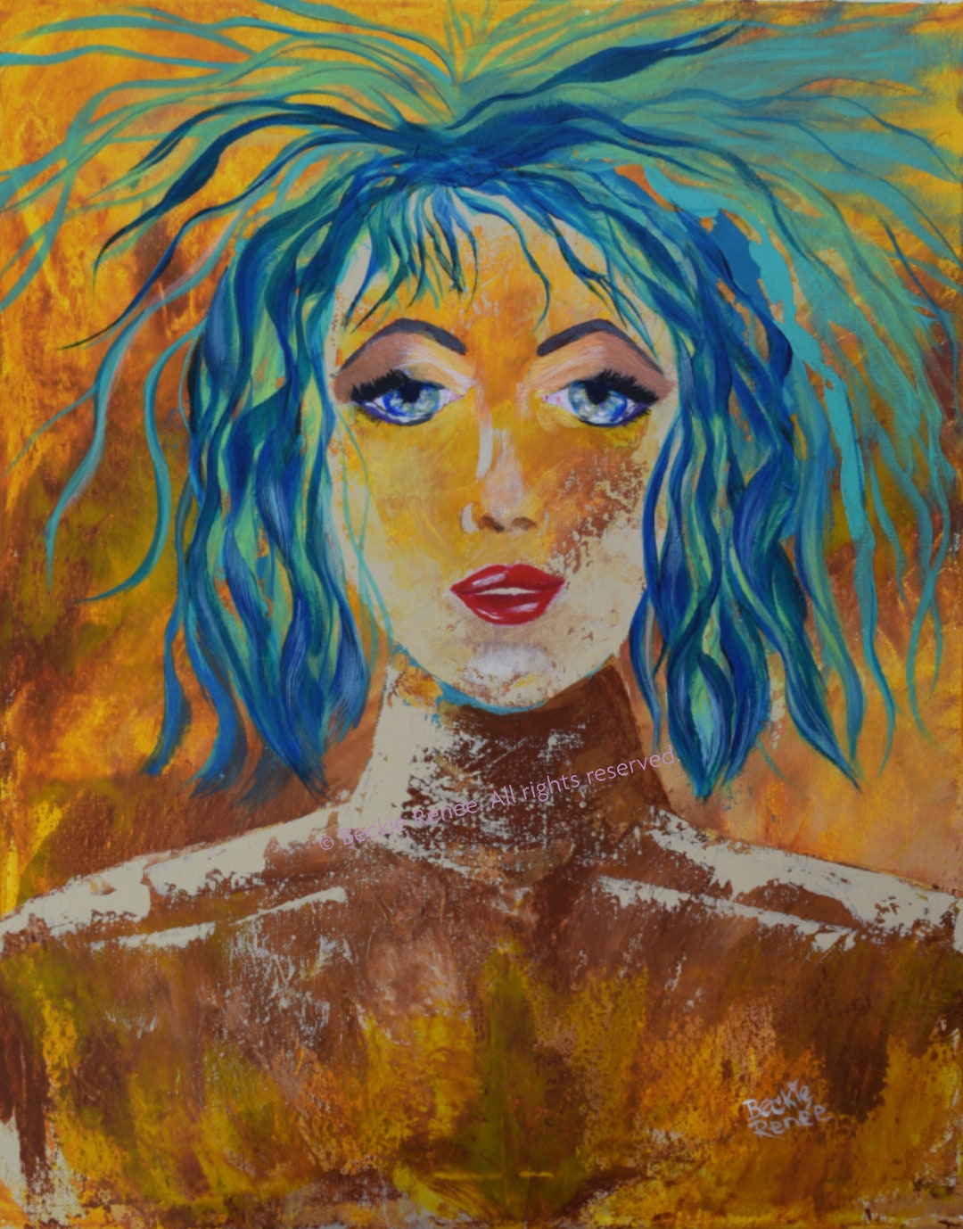 Becksfineart Fine Art Print Woman Lady Girl Acrylic Painting Home Decor ...