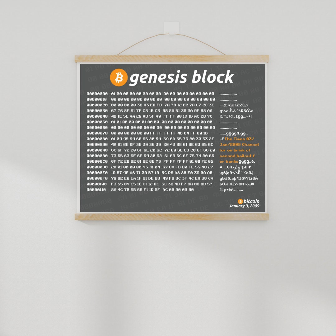 Bitcoin Genesis Block Art, Formatted, Gray Poster, Digital Print - Etsy