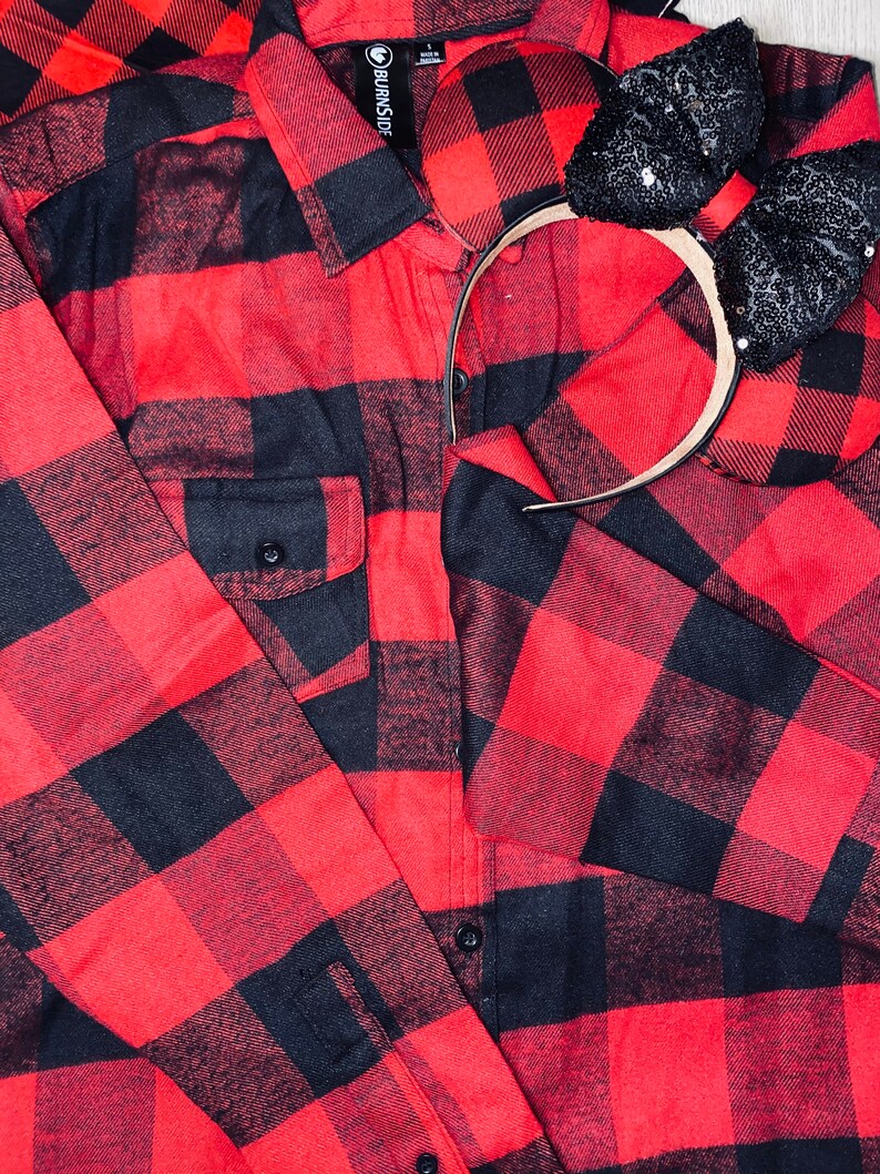 Flannel Ears Red & Black Buffalo Plaid Ears Fall Flannel | Etsy