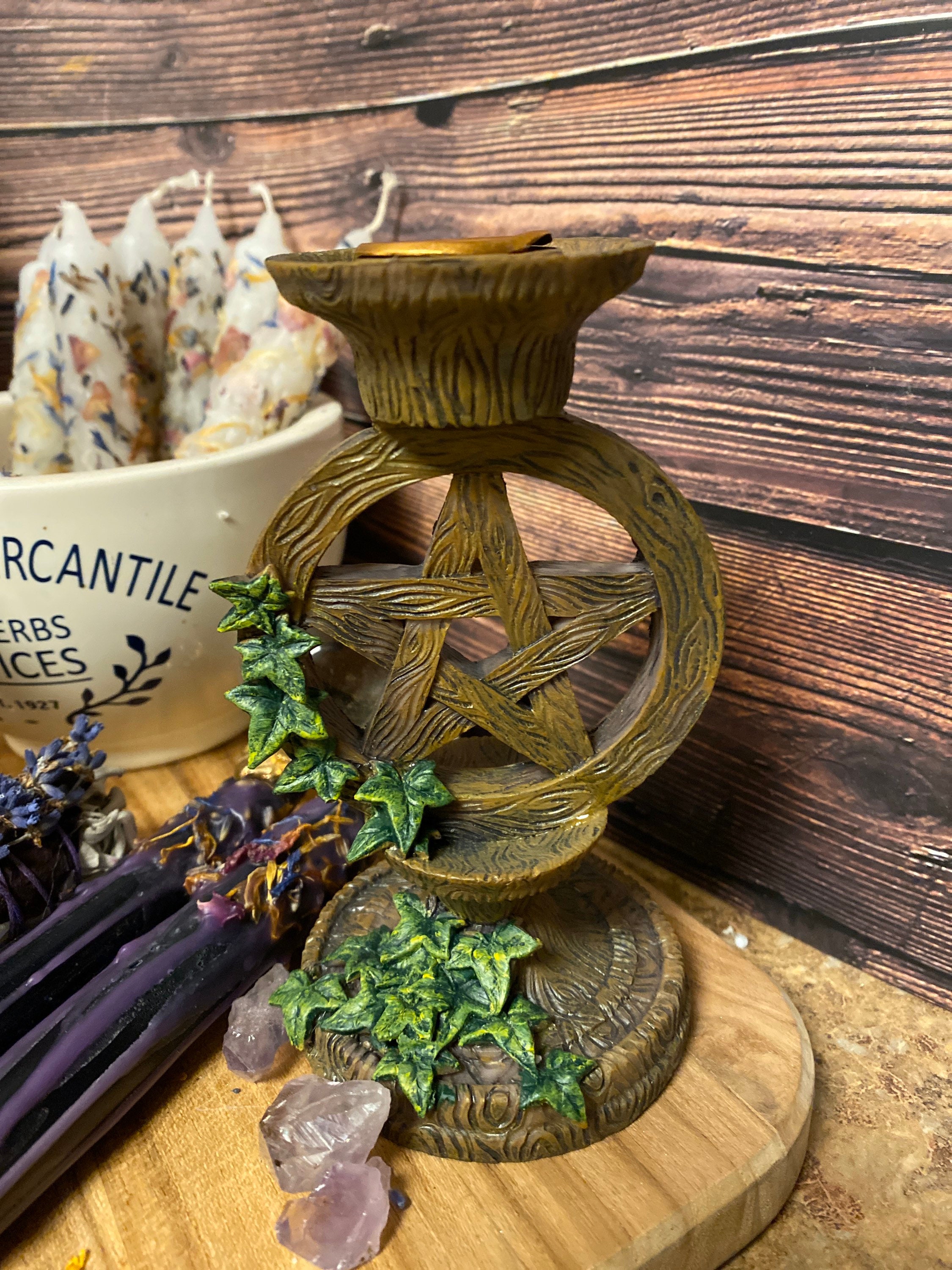 Forest Pentacle Candle Holder