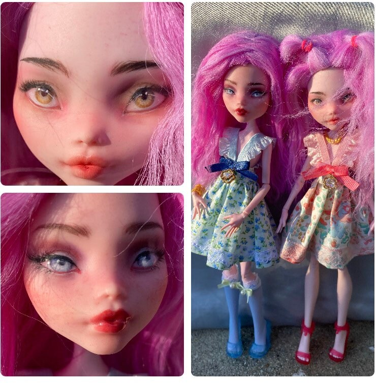 OOAK Twins Monster High Sisters Art Doll Draculara Repaints | Etsy