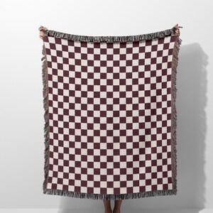 Checkered Woven Throw Blanket Red Color Check Throw Blanket - Etsy