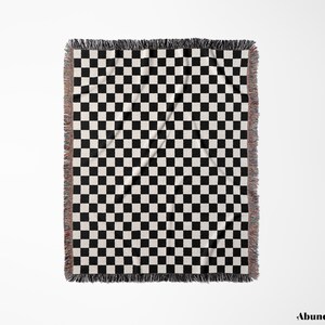 Black and White Checkered Woven Blanket, Throw and Woven Tapestery ...