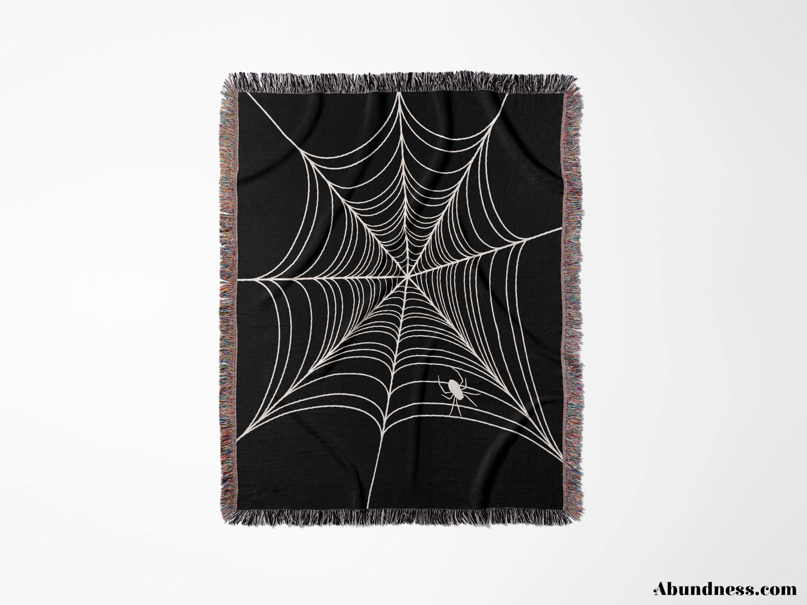 Spider Web Woven Blanket, Black and White Halloween Throw Blanket on ...