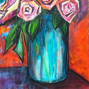 Abstract Roses, Paintings, Floral, 24"x36" - Etsy
