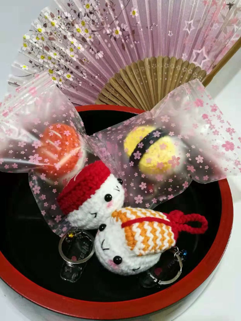 Kawaii Crochet Sushi Keychain Amigurumi Japanese Food Stuffed - Etsy