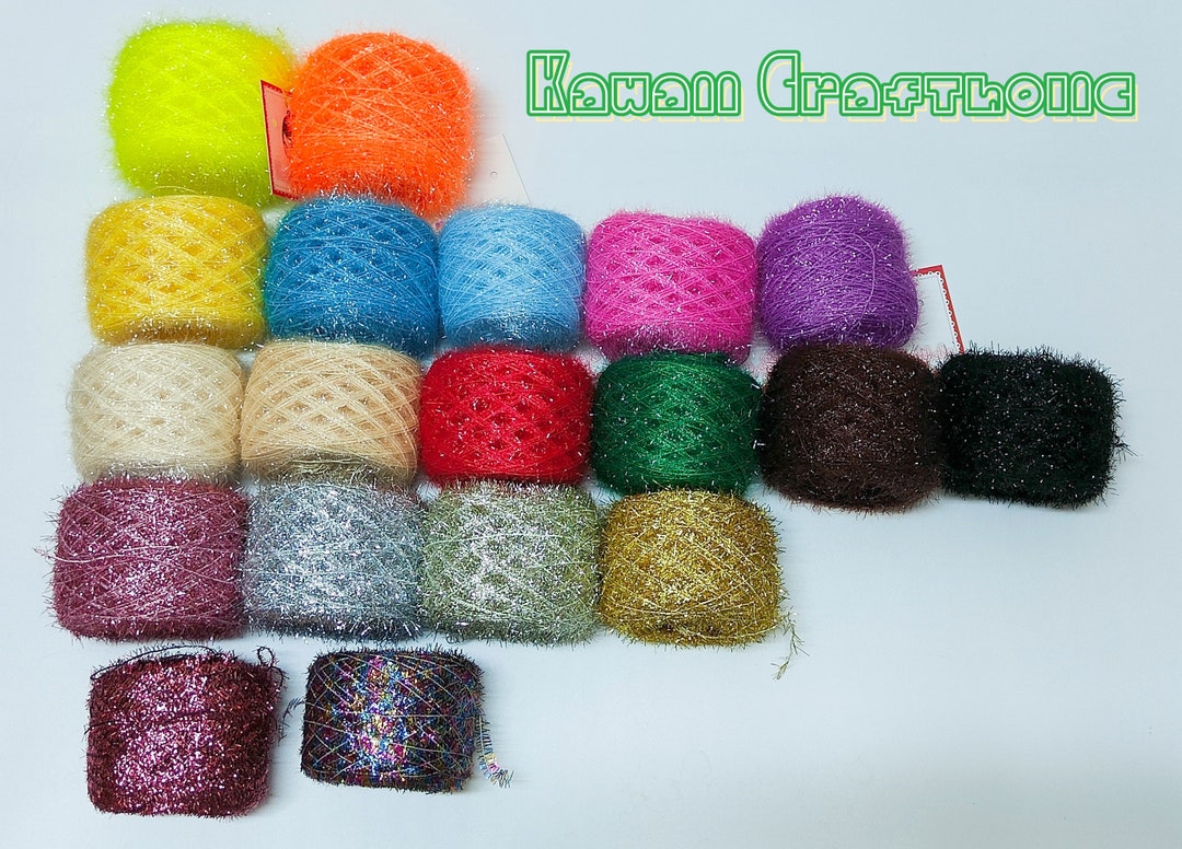 Neon Sparkly Tinsel Yarn: Festive Knitting Crochet Thread (25g) - Etsy