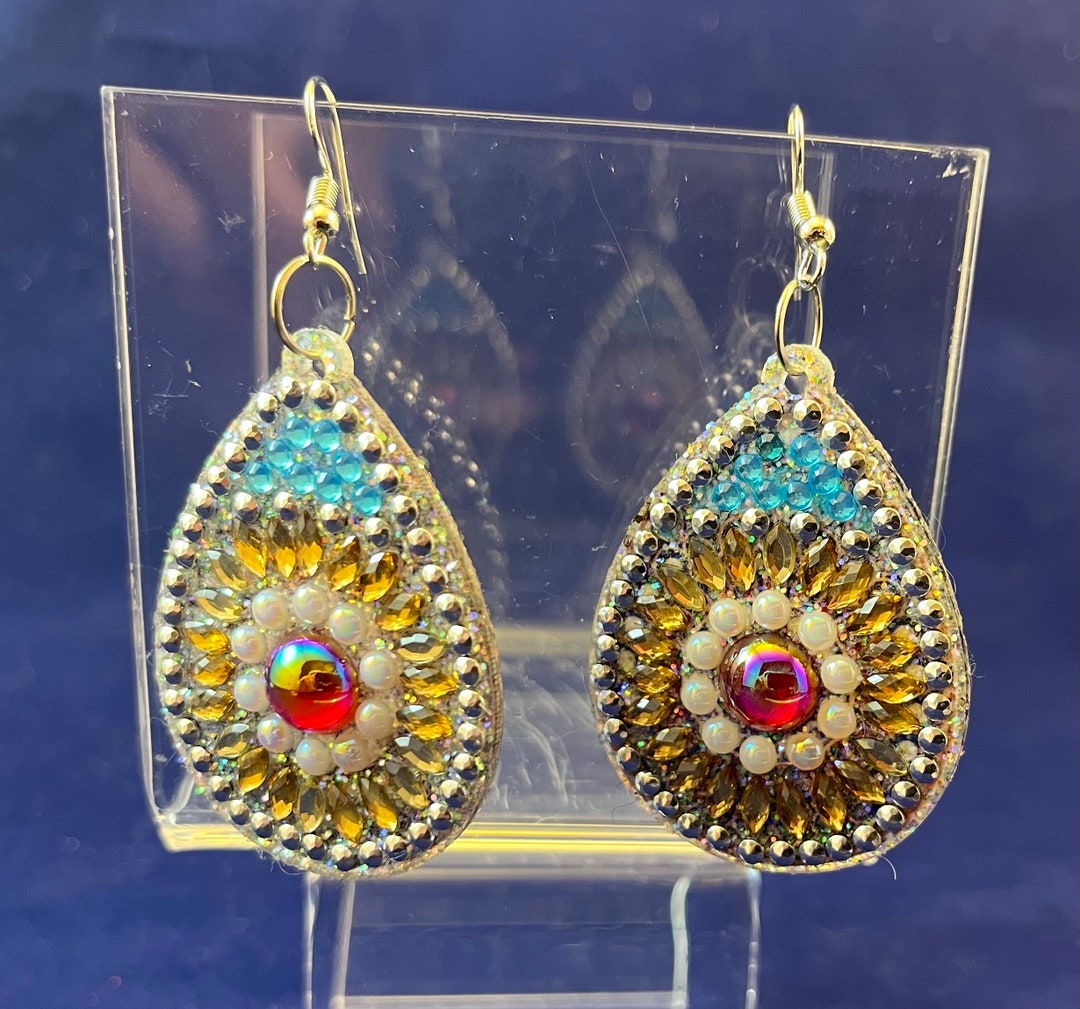 Handmade Handcrafted Diamond Art Earrings, Boho Chic, Very Lightweight ...