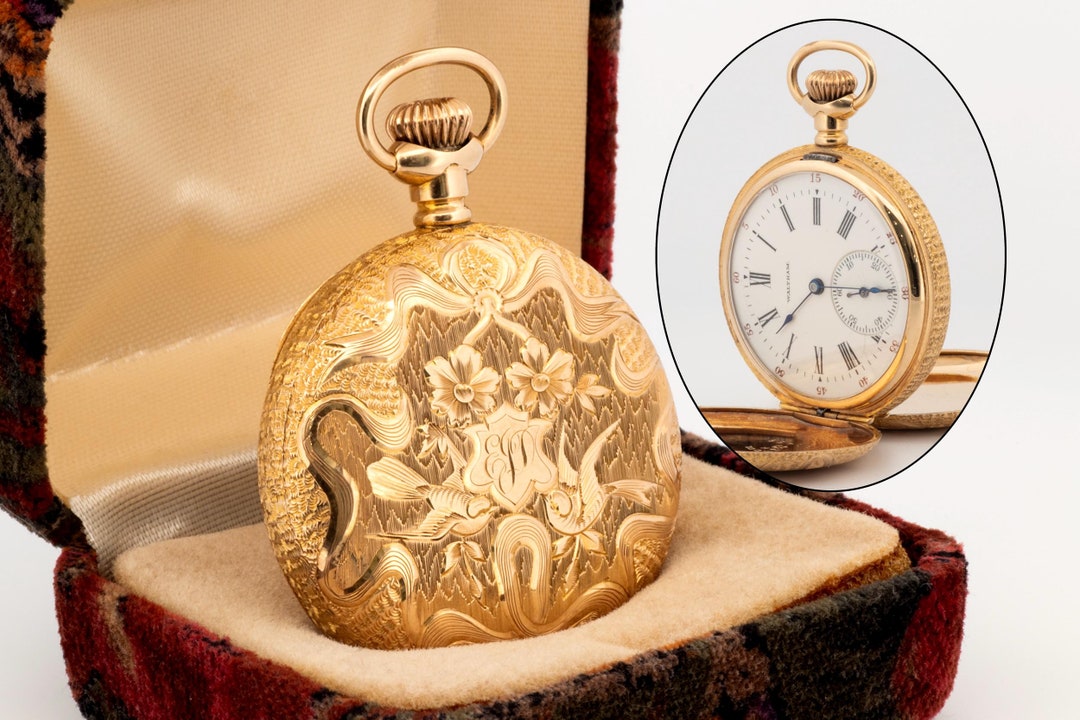 Antique *1902* 14k Yellow Gold “american Waltham Watch Co” Double ...