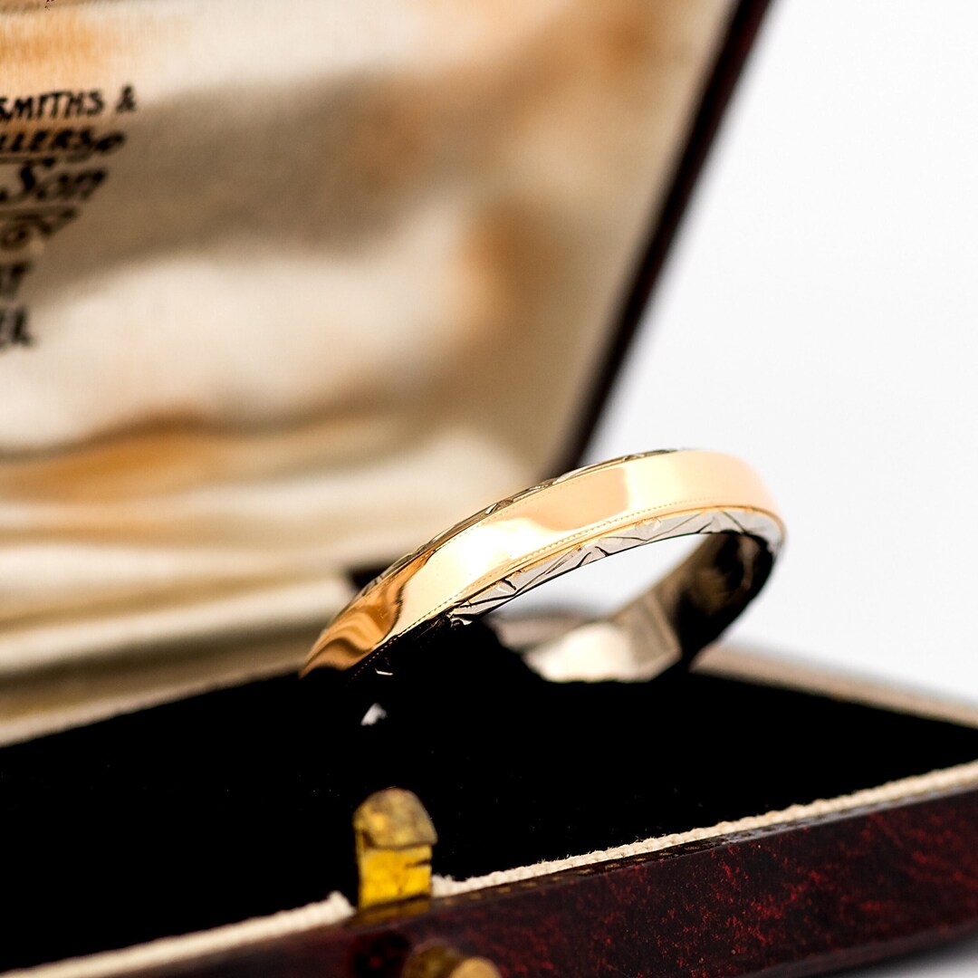 Antique Canadian-made 10k Yellow/ White Gold Washer Wedding Band With ...