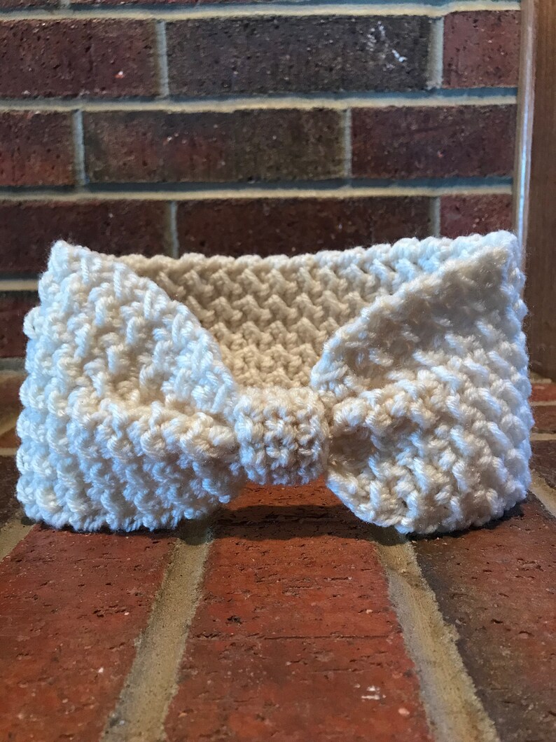 Crochet Cream Color Bow Earwarmer - Etsy