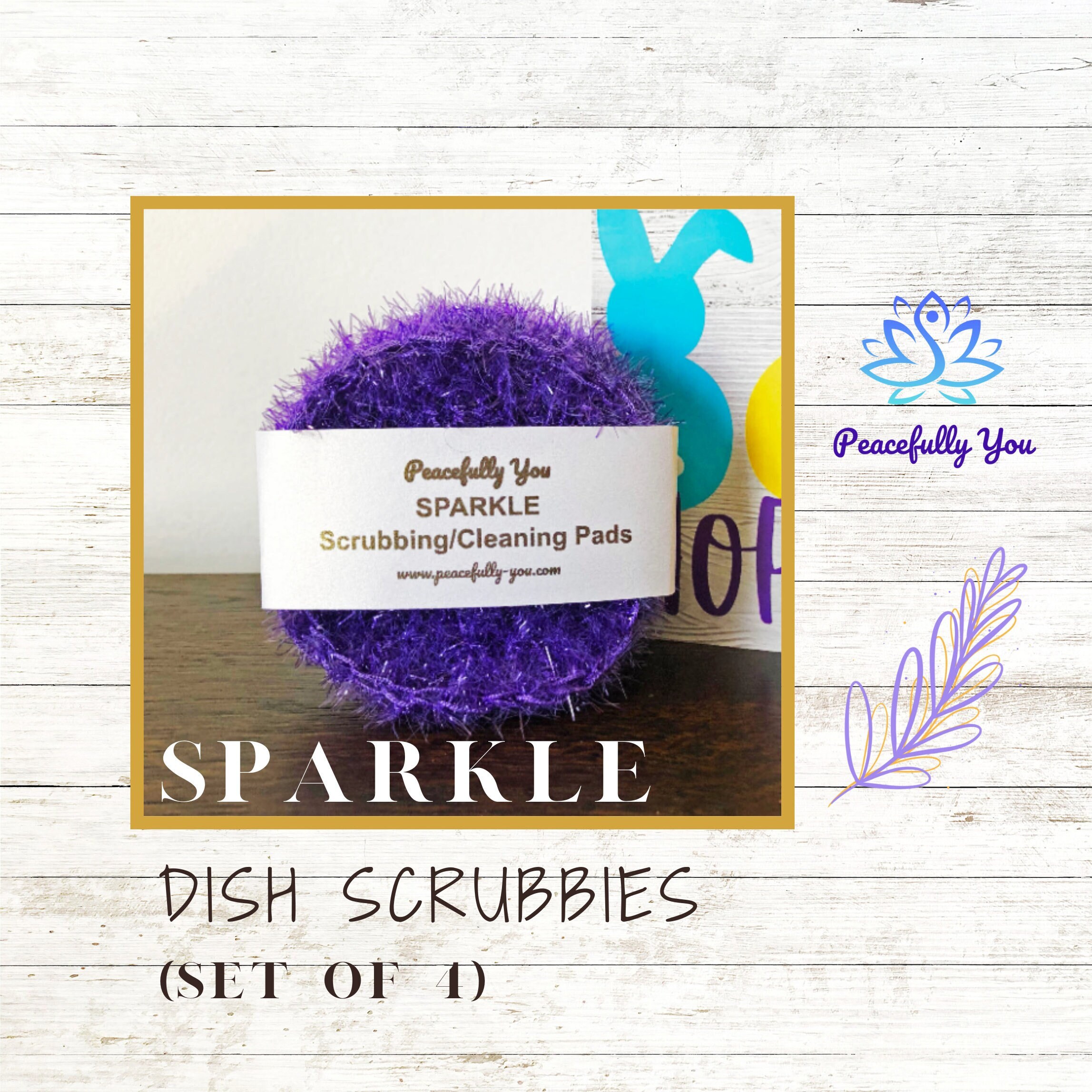 Set of 4 SPARKLE Dish Scrubbies/cleaning Pads - Pot & Pan Sponge and ...