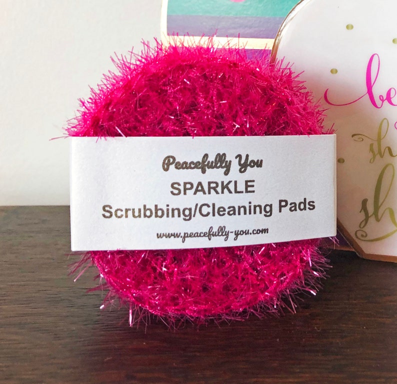 Set of 4 SPARKLE Dish Scrubbies/cleaning Pads Pot & Pan Sponge and ...