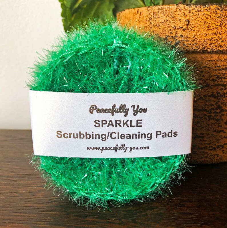 Set of 4 SPARKLE Dish Scrubbies/cleaning Pads Pot & Pan Sponge and ...