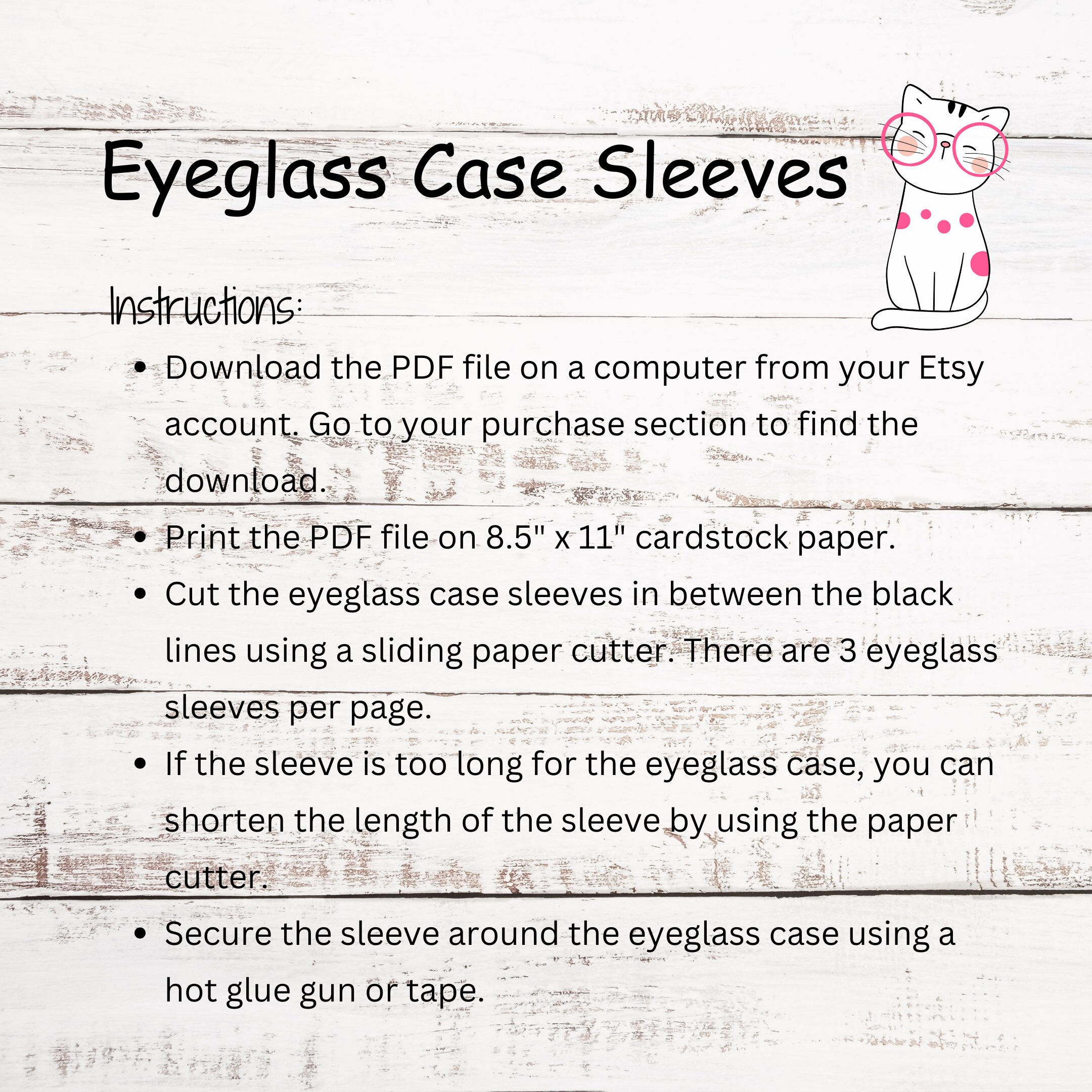 Printable PDF Eyeglass Case Label, Tag for Selling Eyeglass Case ...