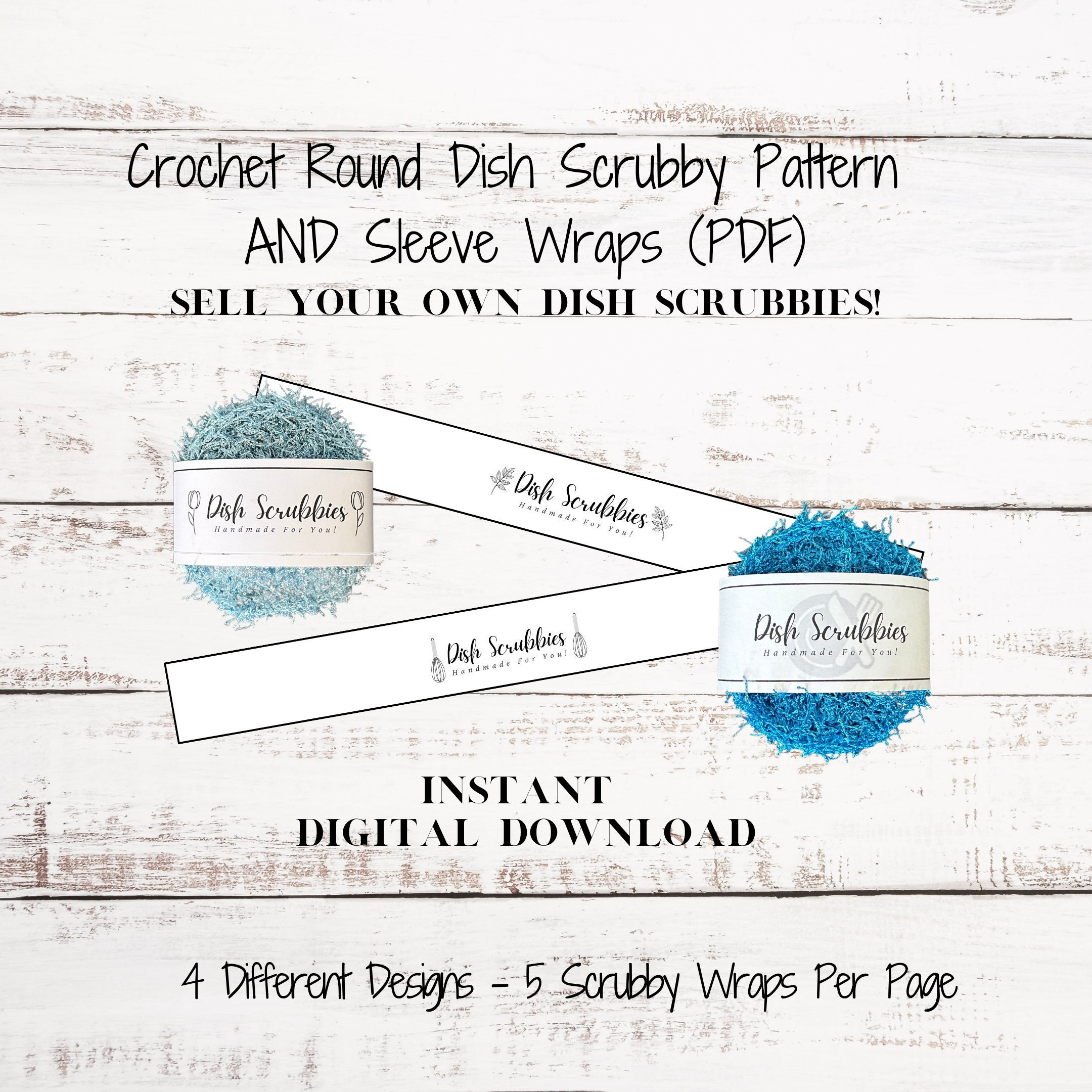 Crochet Dish Scrubby Pattern + Printable Wrap Labels – PDF Bundle - Etsy