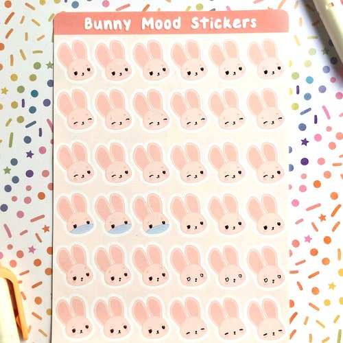 Bunnies Sticker Sheet Cute Kawaii Rabbit Bunny Stickers - Etsy