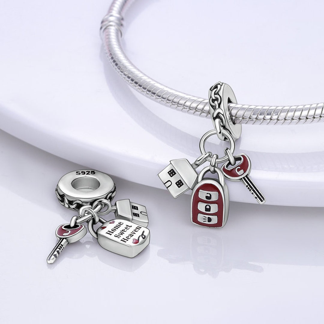 Red Car and Home Keys Dangle Charm Home Sweet Heaven Genuine - Etsy UK