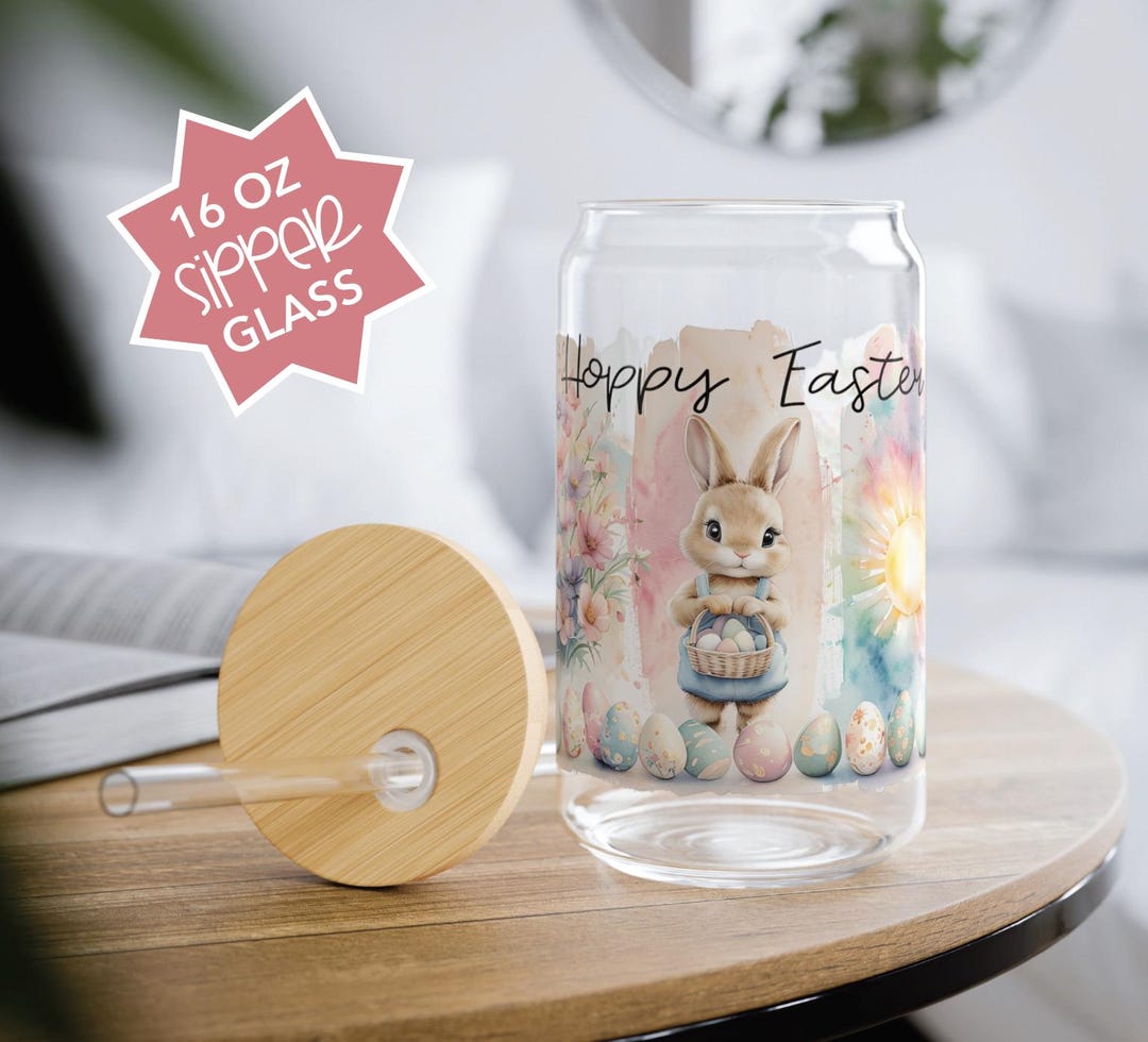 Easter Sipper Glass With Bunny Decor for Spring Easter Cup Gift for ...