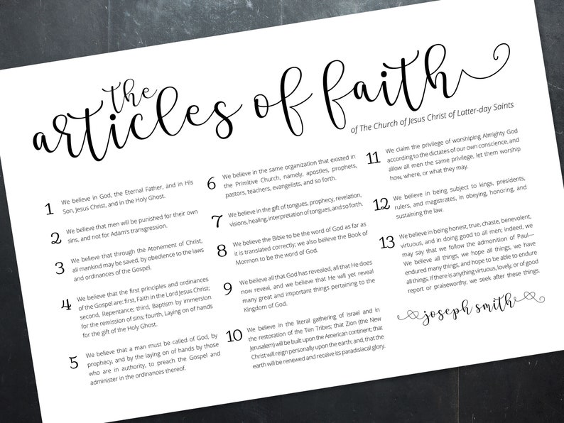 Articles of Faith Poster Poster Printable Instant Download LDS Art ...