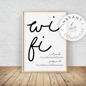 WIFI Sign Printable - Wifi Modern Sign - Instant Digital Download WIFI ...