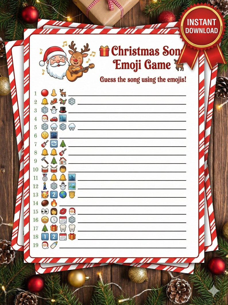 Christmas Song Emoji Game | Holiday Party Printable (PDF) - Etsy