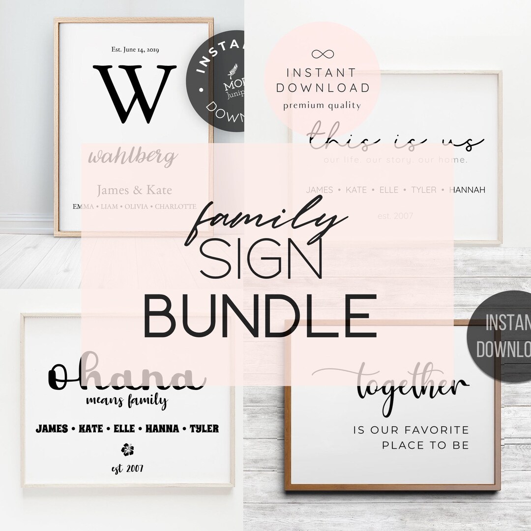 Personalized Family Sign With Names, Family Sign Bundle, Family Sign ...