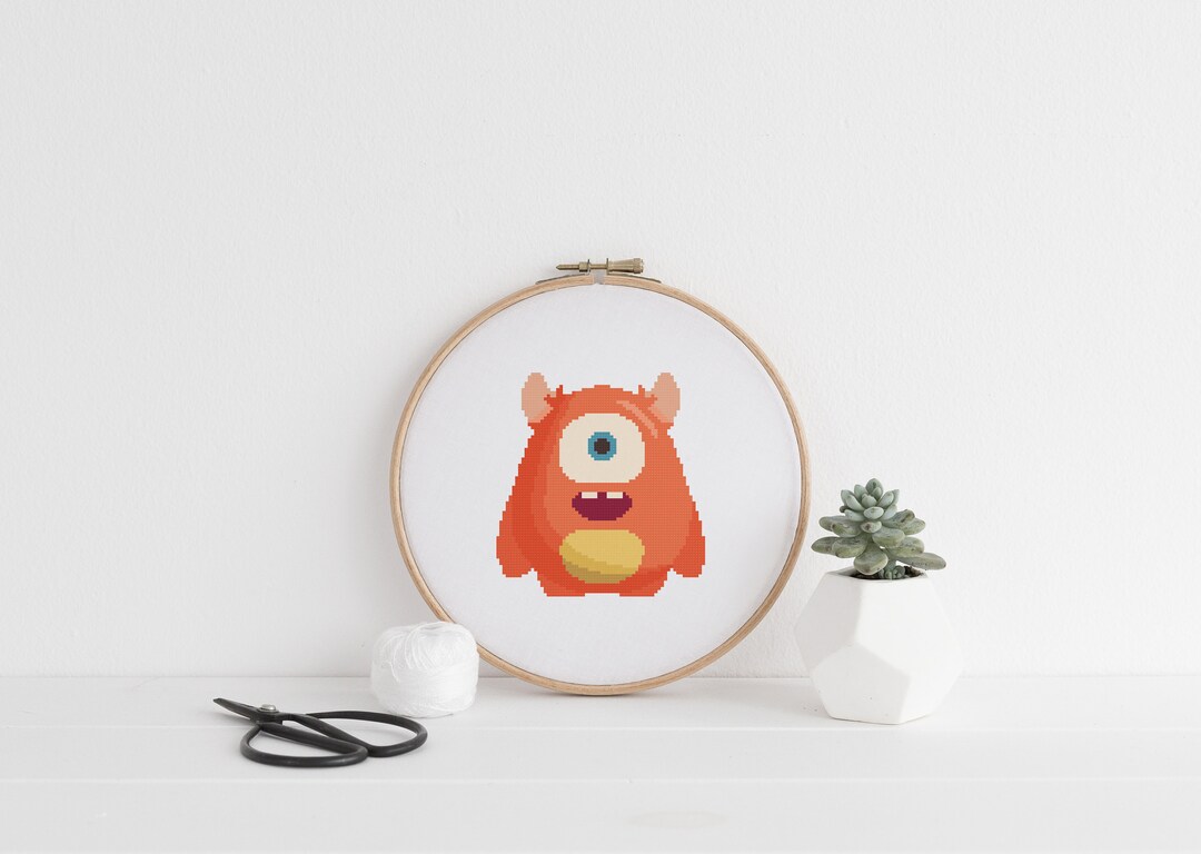 Little Orange Monster Cross-stitch Pattern, Digital Download - Etsy