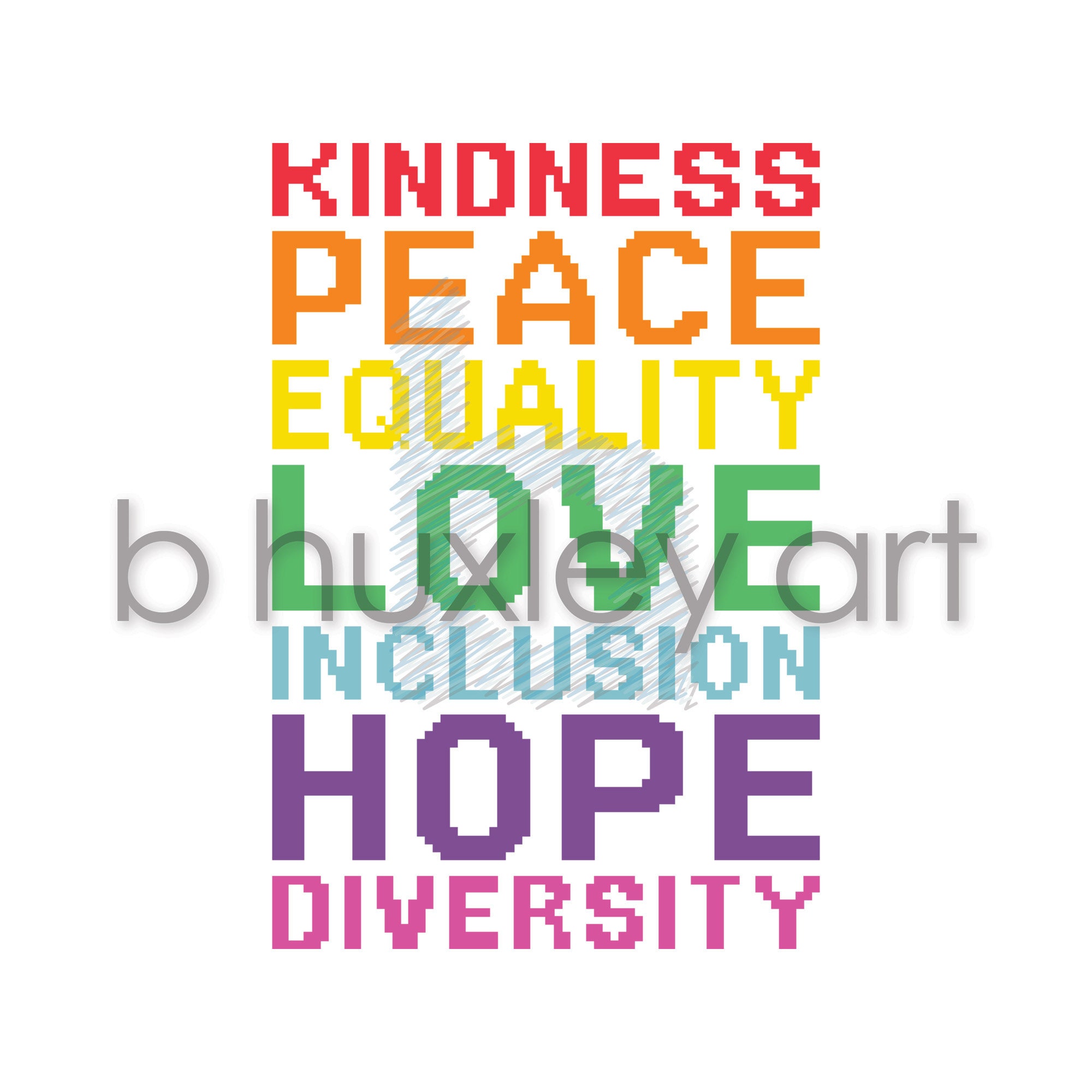 Kindness Peace Equality Love Inclusion Hope Diversity Rainbow Cross ...