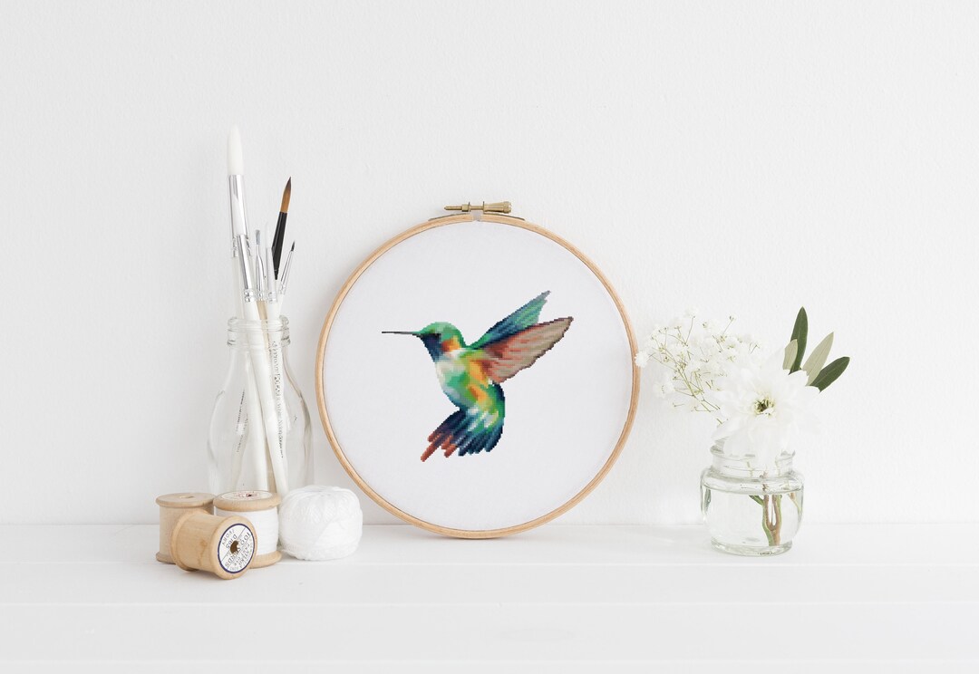 Watercolor Hummingbird Counted Cross-stitch Pattern, Digital Download ...