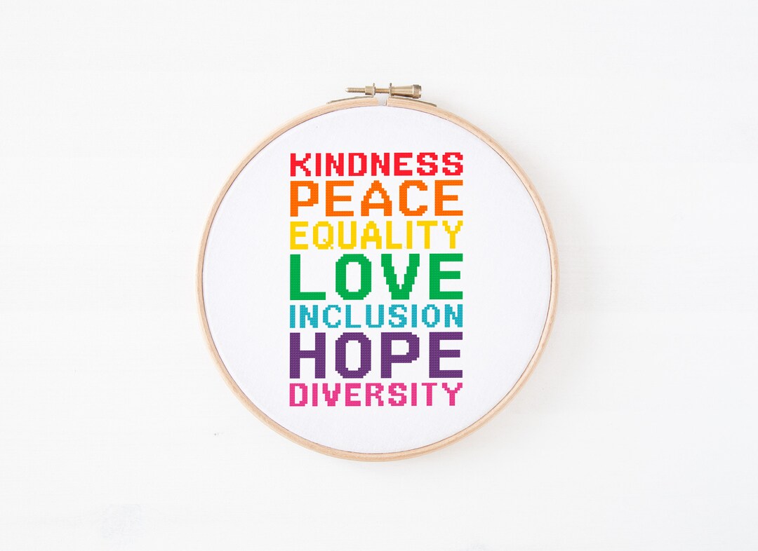 Kindness Peace Equality Love Inclusion Hope Diversity Rainbow Cross ...