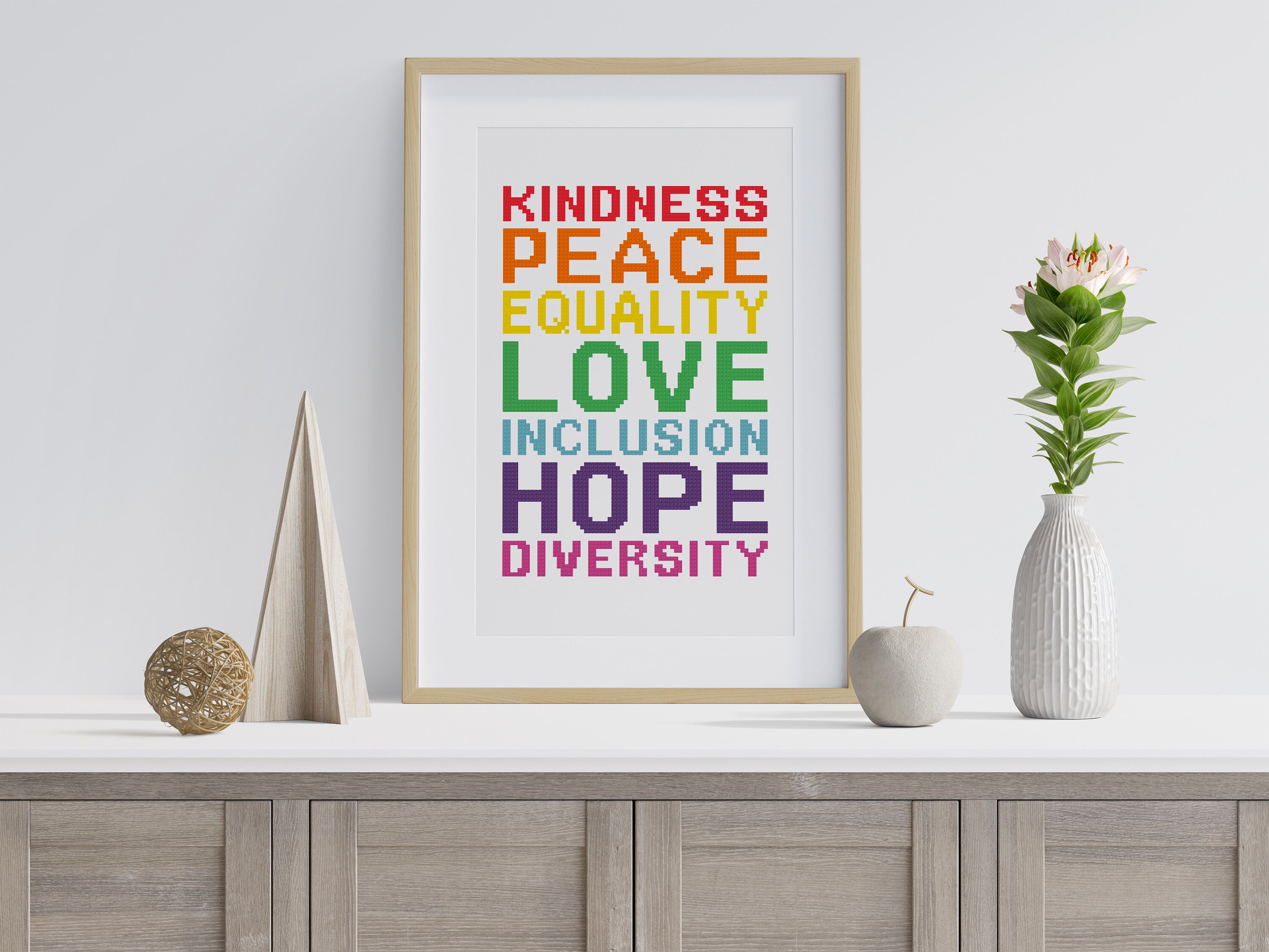 Kindness Peace Equality Love Inclusion Hope Diversity Rainbow Cross ...