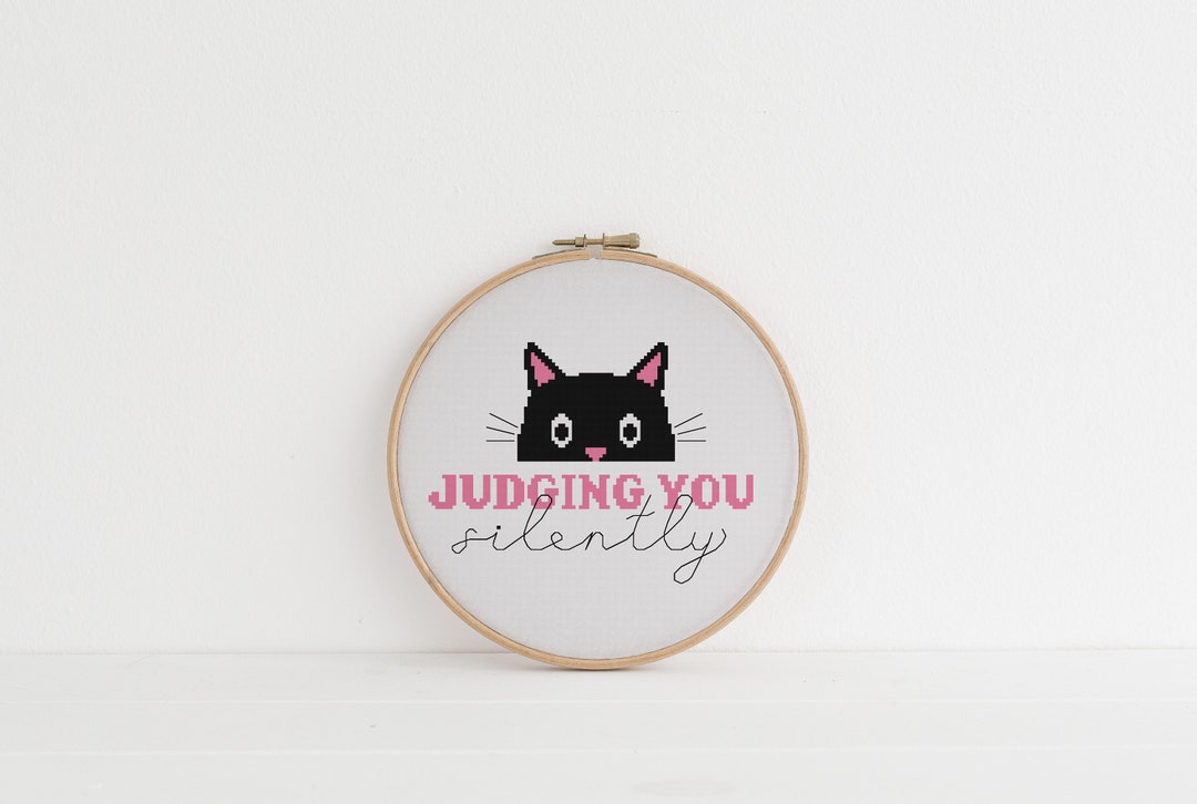 Judging You Silently Cat Counted Cross-stitch Pattern, Digital Download ...