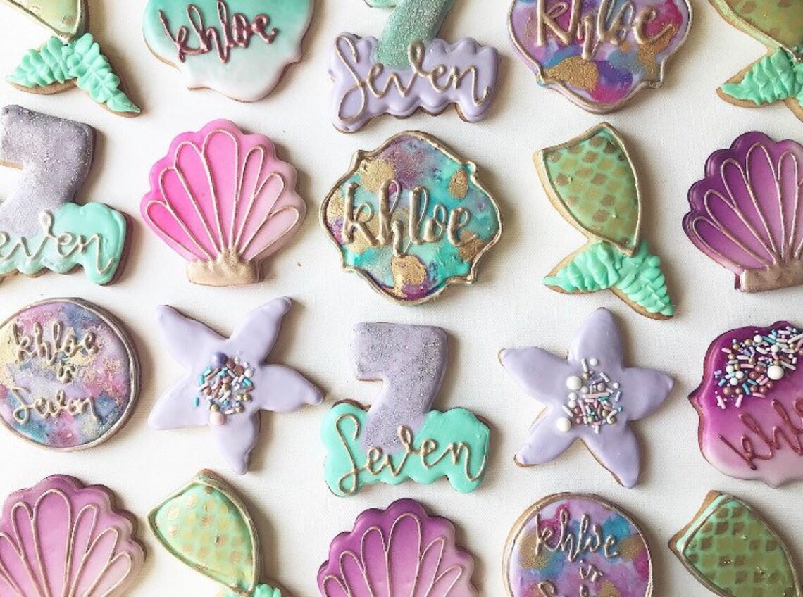 Mermaid Birthday Cookies (8) - Etsy
