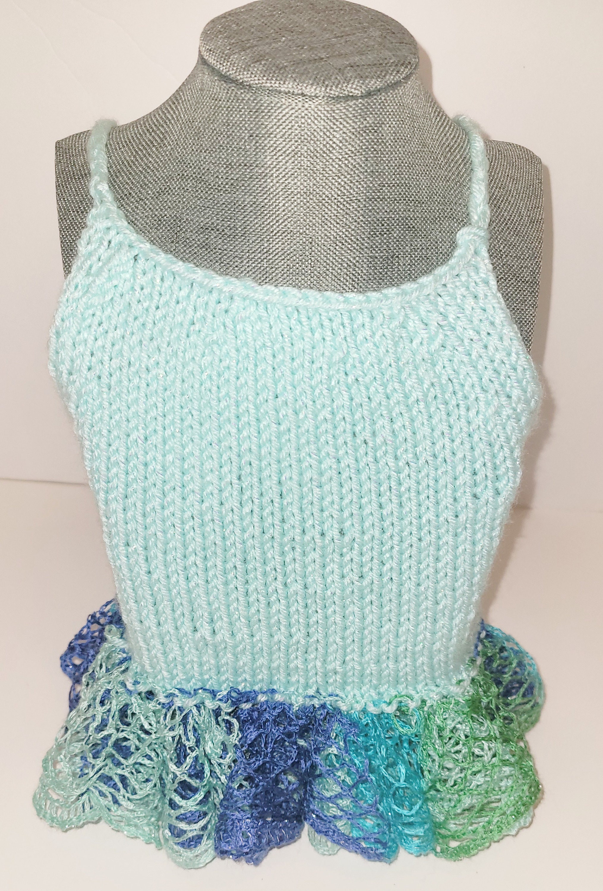 Aqua Ruffle Knit Crop Top for Child Age 2-3 With Matching Scrunchie - Etsy
