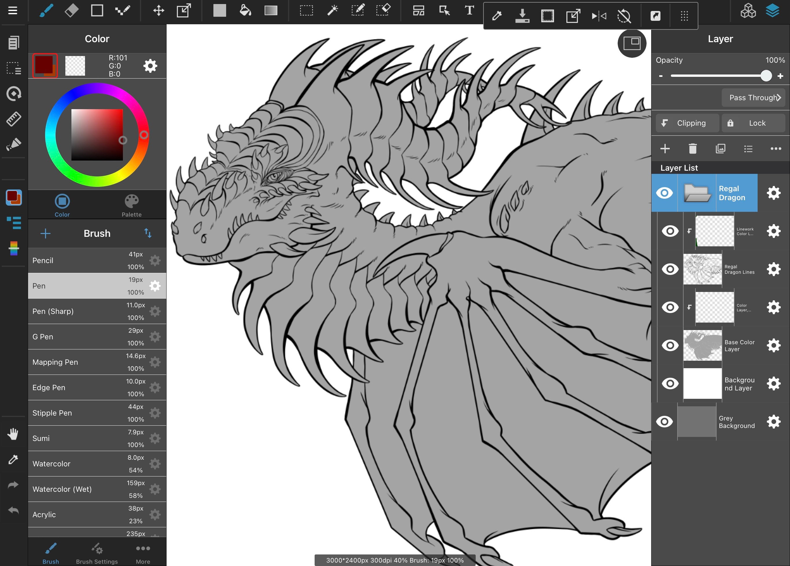 Regal Dragon Digital + Printable Coloring Page - Etsy