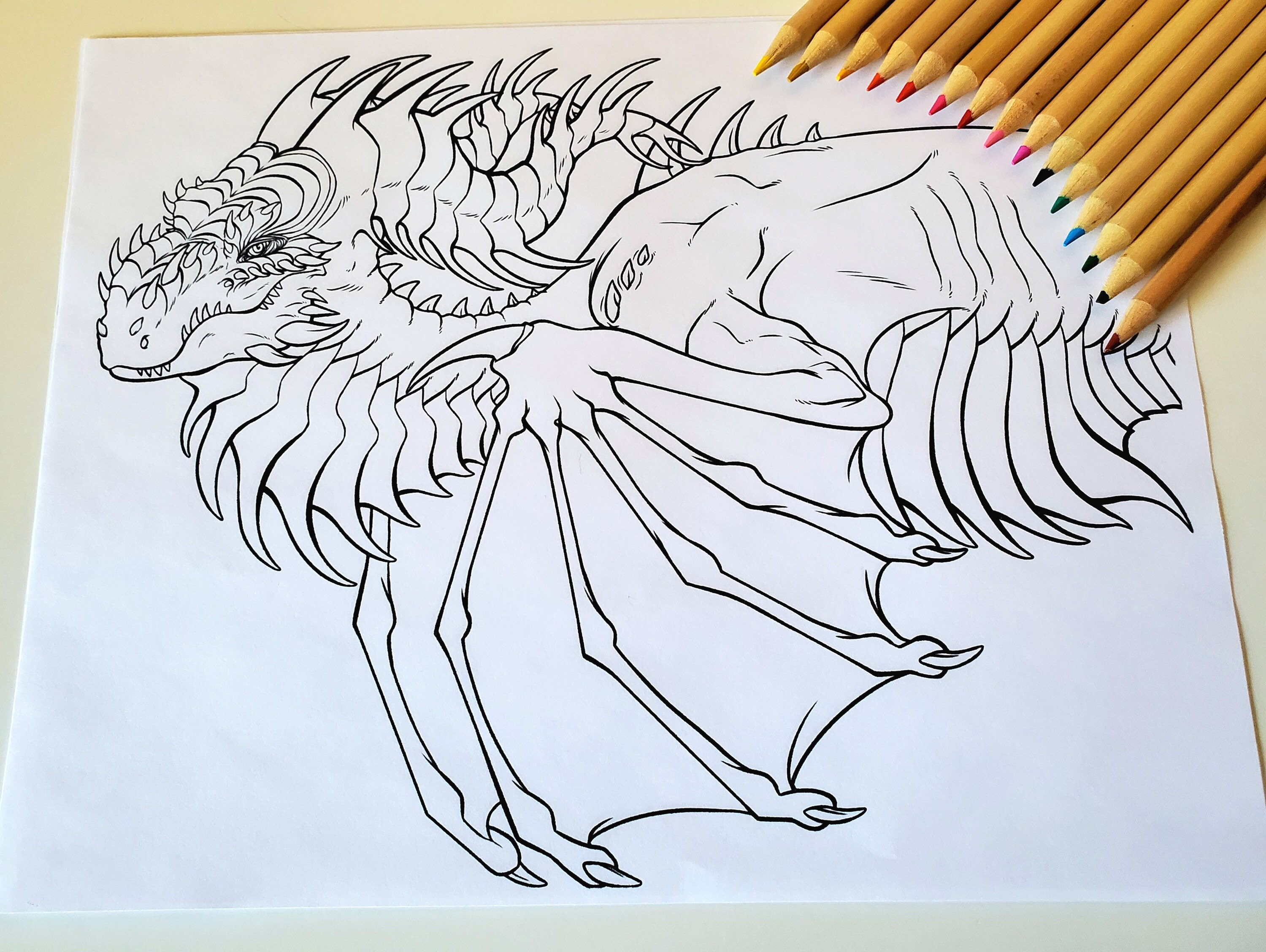 Regal Dragon Digital + Printable Coloring Page - Etsy