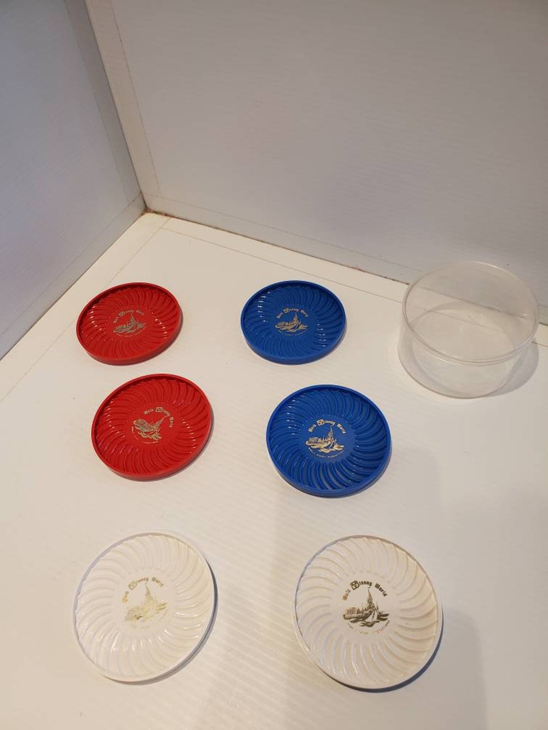 Vintage Walt Disney World Plastic Coasters, Set of Six, Retro Disney ...