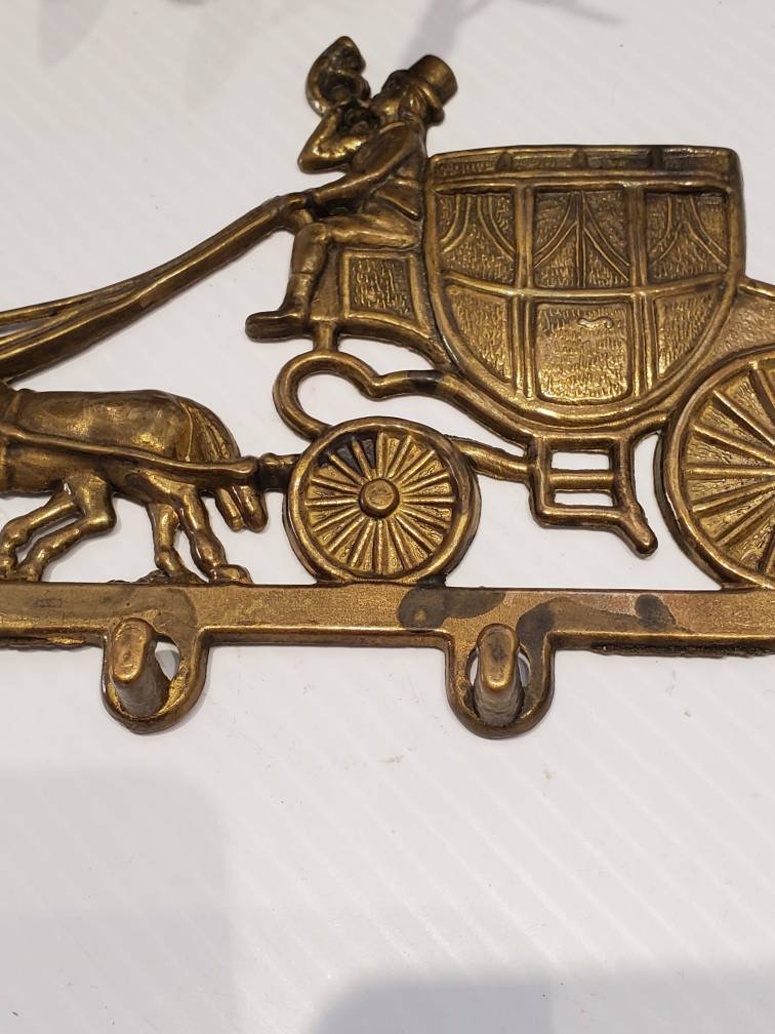 Vintage Brass Horse Drawn Carriage Key Hook Wall Decor Brass - Etsy