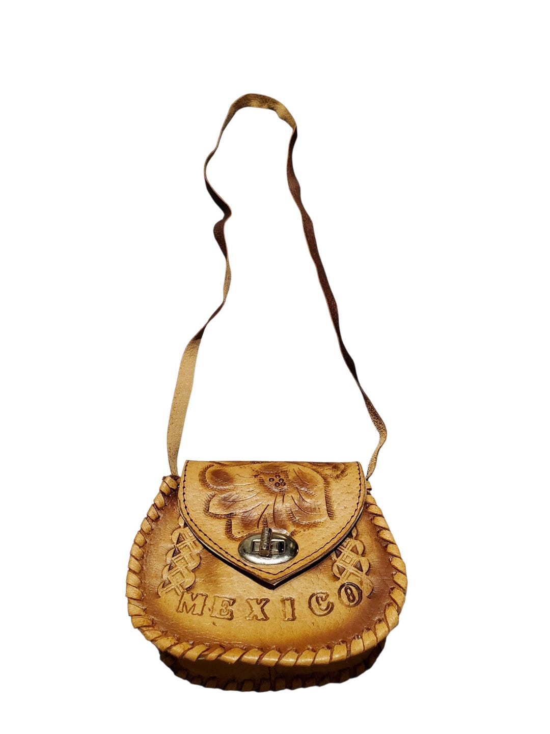 Vintage Tooled Leather Mexico Shoulder Purse, Mexico Souvenirs, Mexican ...